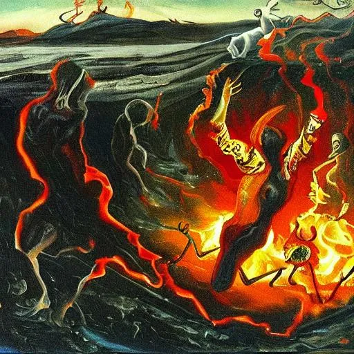 a painting of hell on the earth with the devil