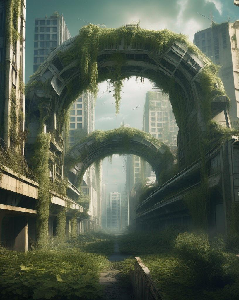 An apocalyptic scene of an abandoned futuristic city... | OpenArt