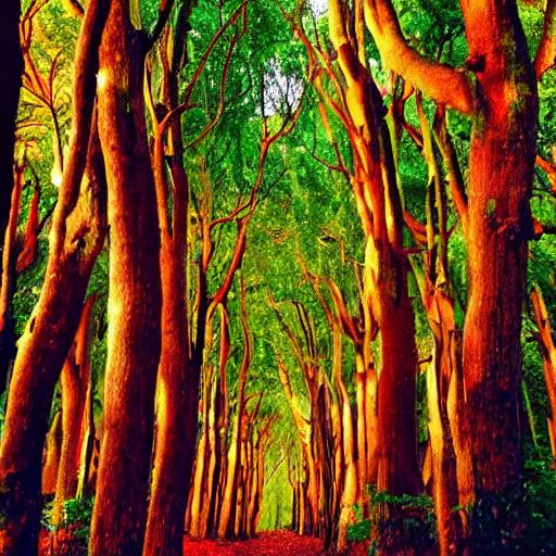 beatiful picture of a orange forest | OpenArt