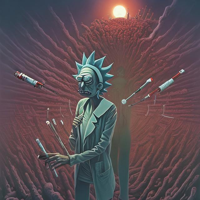 Rick and morty nurse with syringe in hand in style...