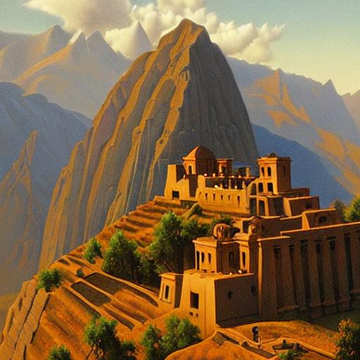 a beautiful painting, of a condor with incan archite... | OpenArt