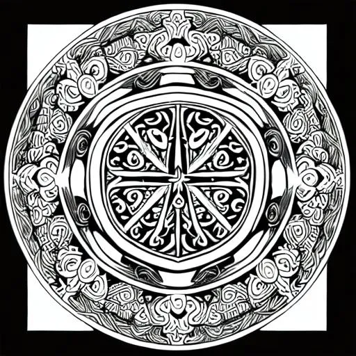 cyber sigilism tattoo design non colour with cathedr...