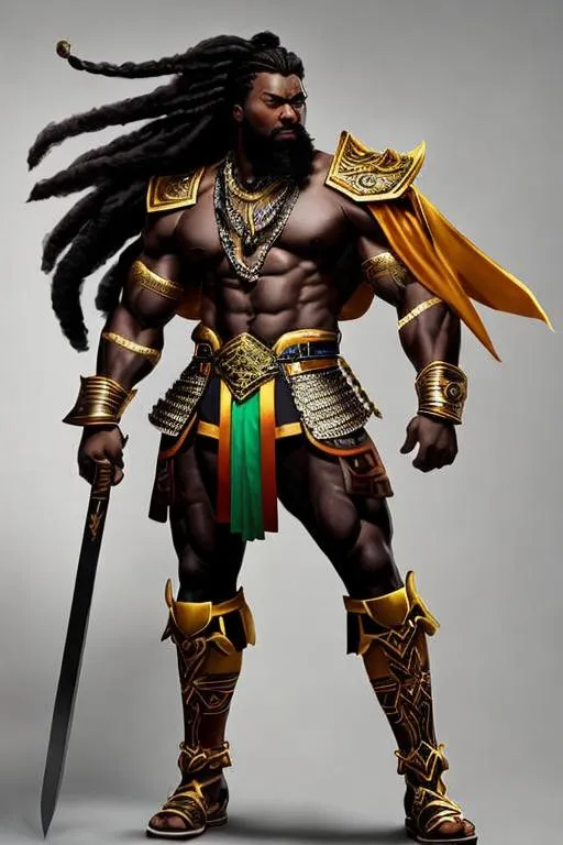 a African tribal lightning god, body art, armor, co... | OpenArt
