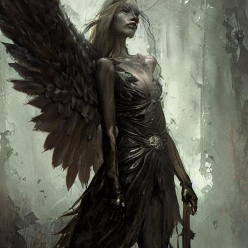 a frightening fallen angel, dark fantasy, style of G... | OpenArt