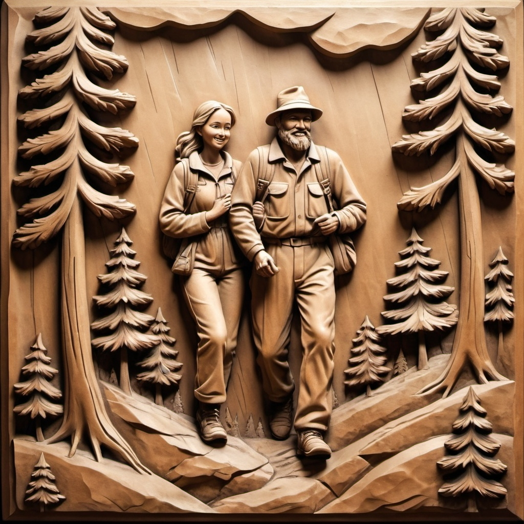 BAS relief, man hiking in the mountains holding his...