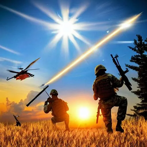 Realistic photo of two soldiers fighting while the s... | OpenArt