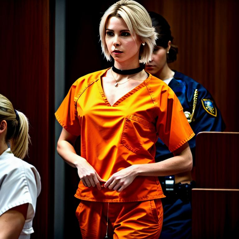 Lunafreya Nox Fleuret as female inmate wearing orang...