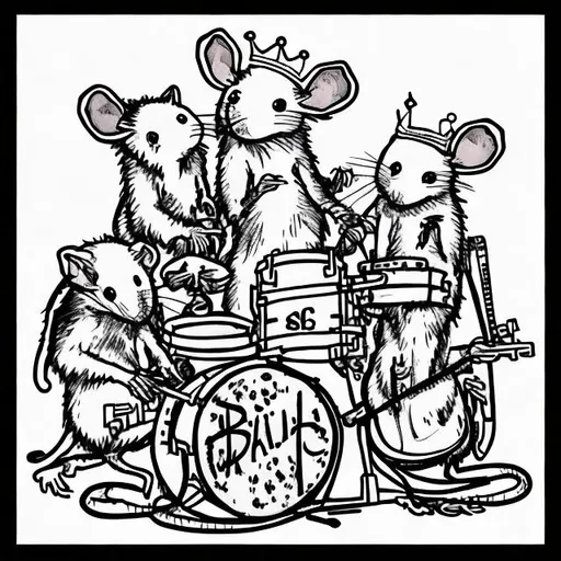Very simple line drawing of a band made up of cute r... | OpenArt