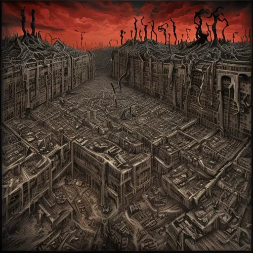 A hellscape using the concept of kafkaesque dystopia... | OpenArt