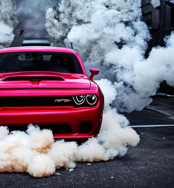 dodge demon drifting with smoke behind car | OpenArt