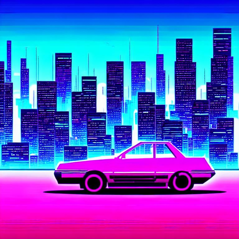 Synthwave, city, car | OpenArt