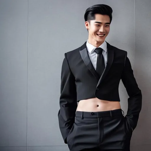 crop top black long sleeve business suit with a blac... | OpenArt