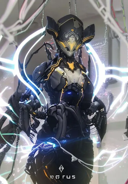 a warframe forcibly hooked up to a server mainframe,... | OpenArt