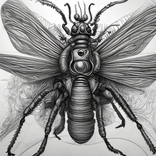 pencil drawing of an insect, abstract, surrealism, h...