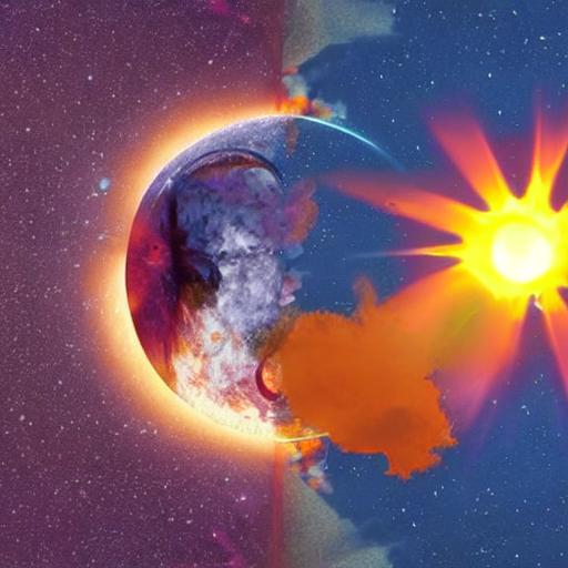 sun and moon colliding into each other and exploding... | OpenArt