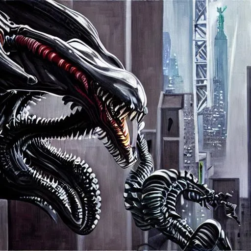 venom as a xenomorph and big tail in a grim dark new... | OpenArt