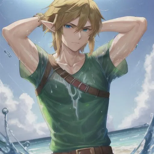 male Link in a wet shirt | OpenArt