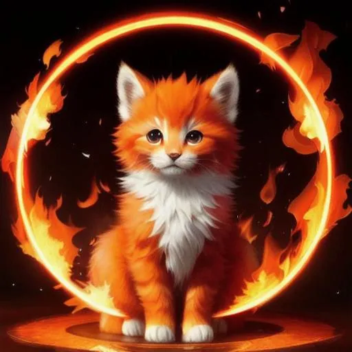 Cute, red, fluffy, fire kitten, possessing the eleme... | OpenArt