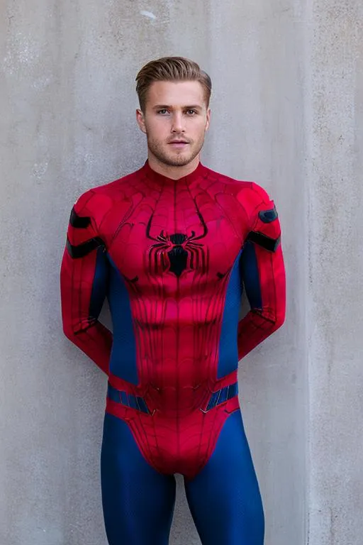 luke shaw wear spiderman homecoming suit, full body | OpenArt