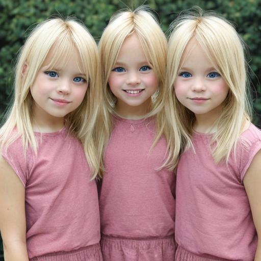 Blonde haired triplet girls