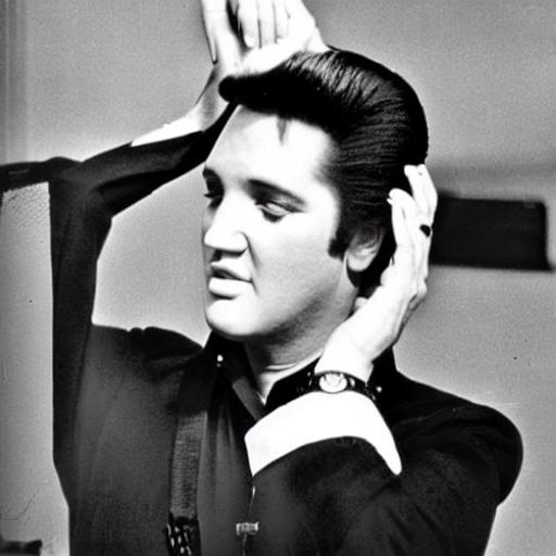 Elvis Presley Styling his hair | OpenArt