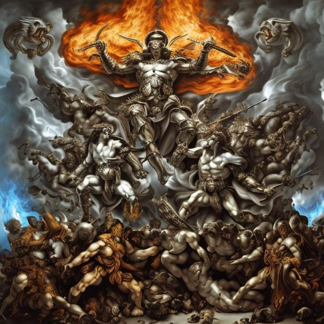 An epic battle of good vs evil, ultra realistic, fin...