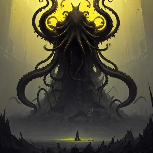 Dark art, giant cthulhu-like god concept art, openar... | OpenArt