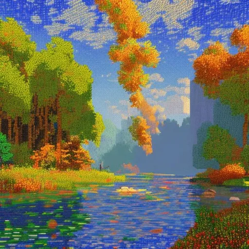 8 bit impressionistic river sienne