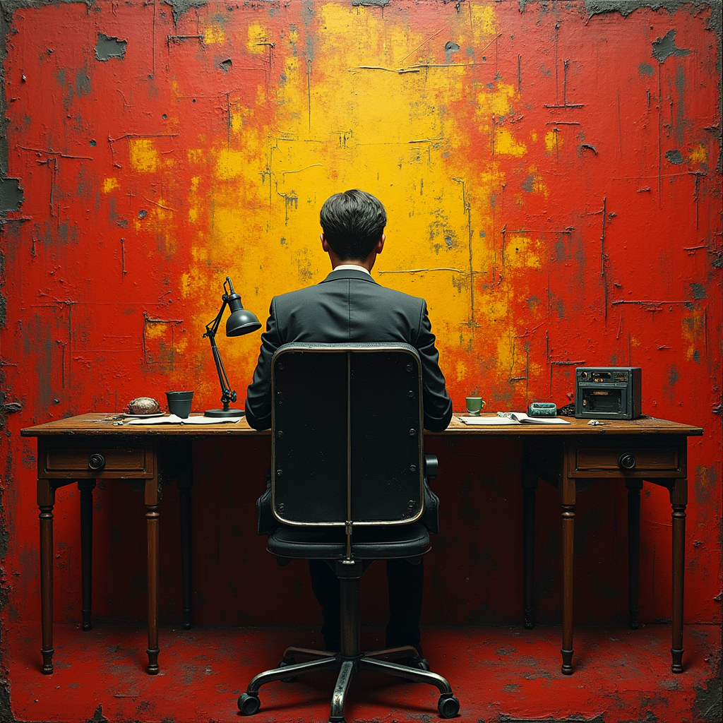 "mysterious George Orwell 1984 background, hard dri...