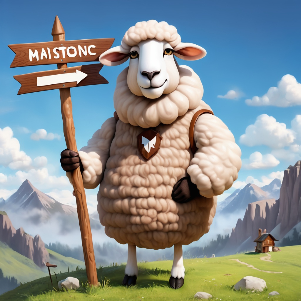 Bipedal creature resembling a sheep with brown wool...