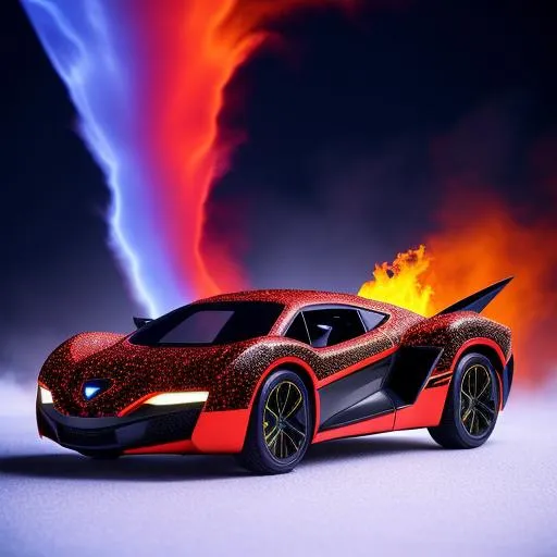 Futuristic mega Batman car on fire and ice cosmic sp... | OpenArt