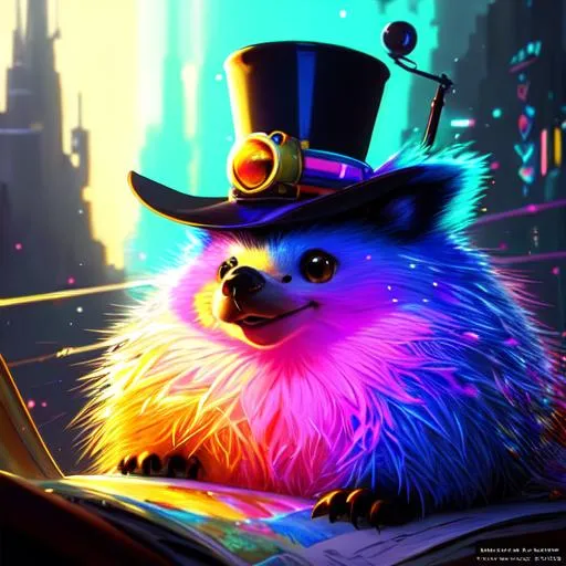 fantasy oil painting (((colorful fat porcupine))) ((... | OpenArt