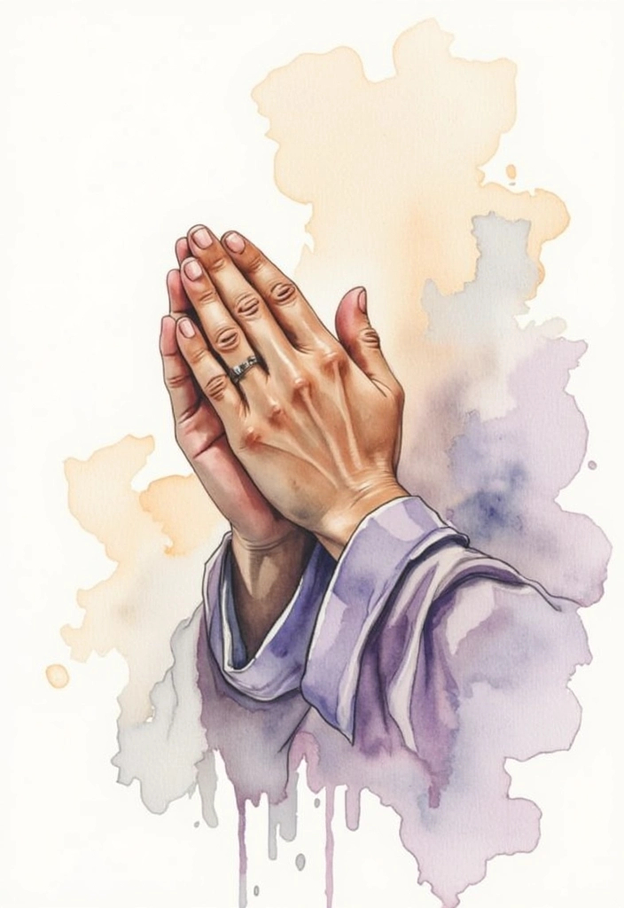 Draw a pair of praying hands from the side view