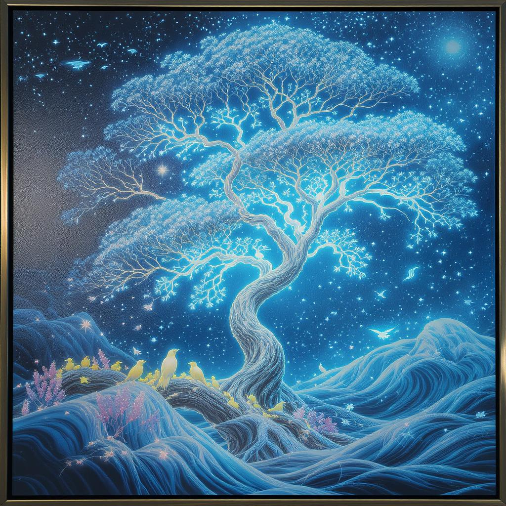 a nauture art masterpeice light shade tree with bird...