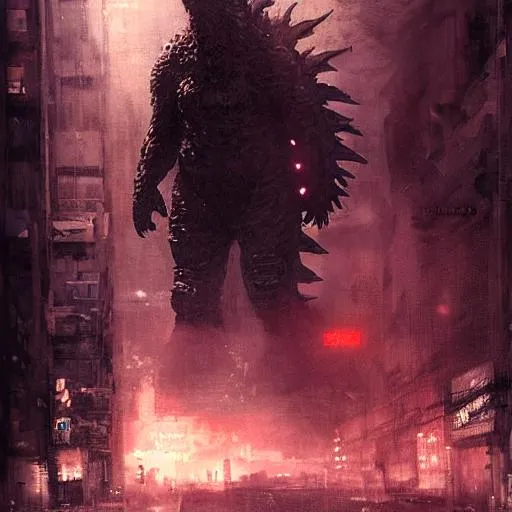 godzilla by jeremy mann, dark cyberpunk style | OpenArt