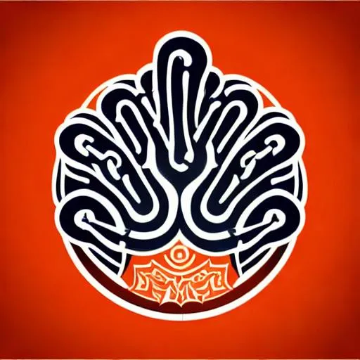 vector magical hand fist rune, orange, symmetrical,... | OpenArt