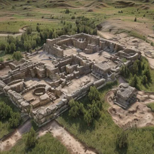 An archaeological dig site with ancient ruins | OpenArt