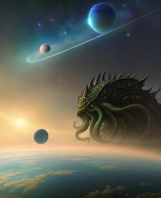 Cthulhu, planet and stars in sky, intricate, masterp... | OpenArt