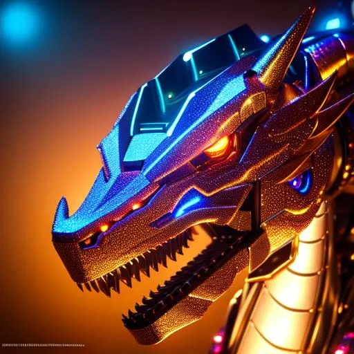 headshot of a robotic dragon animatronic, shiny, ref... | OpenArt