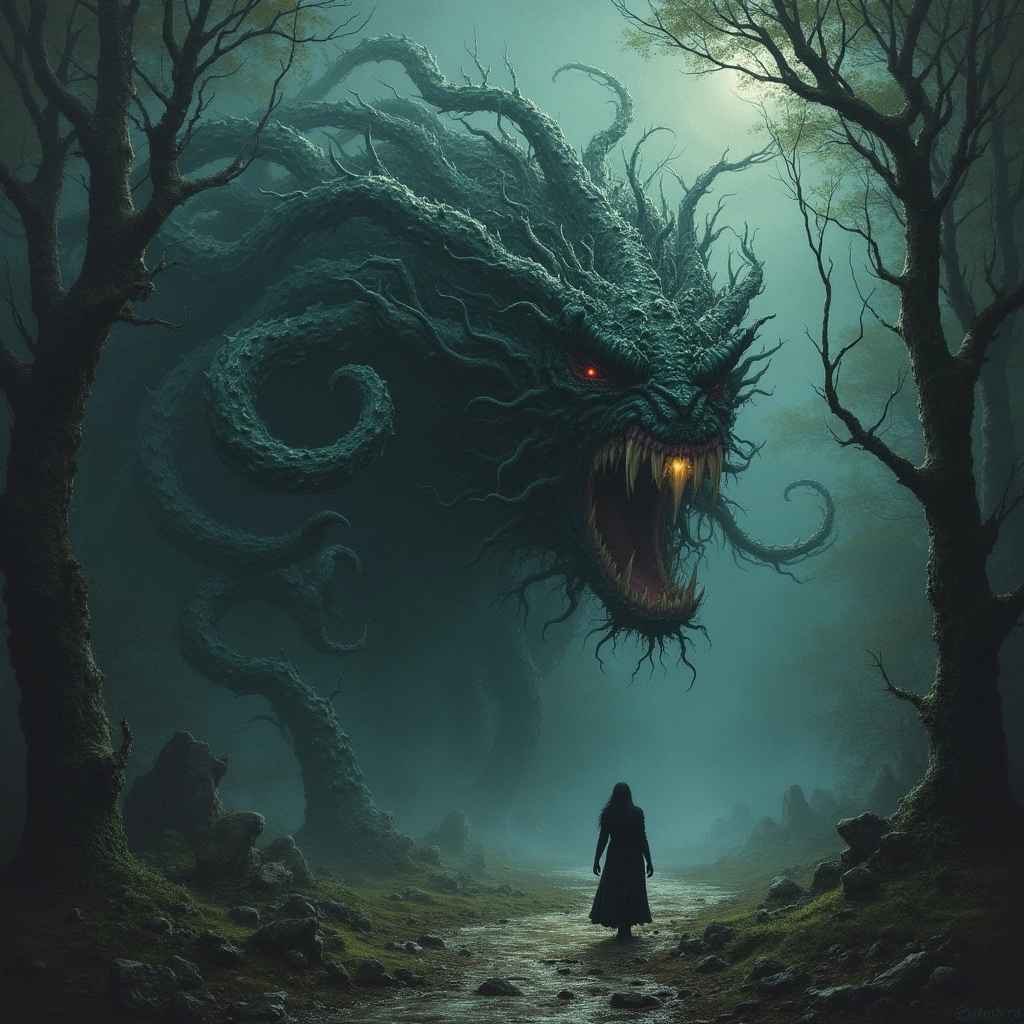 In fleshy tendrils and oily reaching coils - it come...
