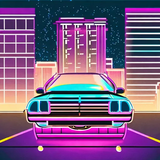 retro car scene, miami, retrowave, neon, synthwave,... | OpenArt