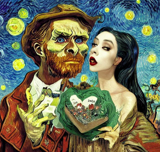 oil painting by Vincent VanGogh Artgerm and Tim Burt... | OpenArt