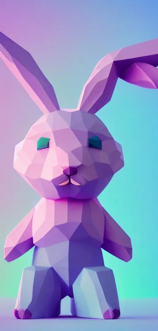 happy, kawaii low poly rabbit character in center, 3... | OpenArt