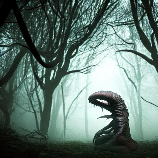 Scorn alien in fog forest | OpenArt