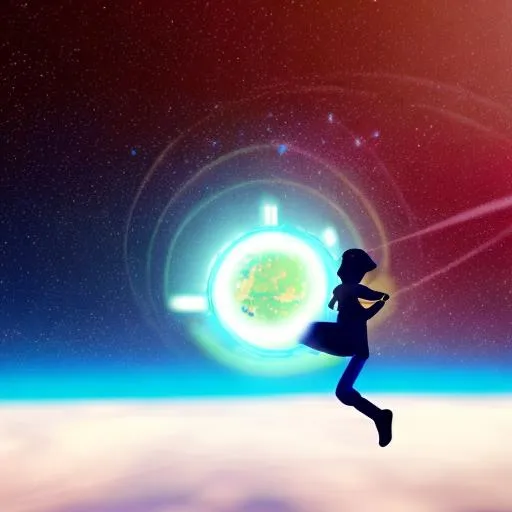 young animated student flying towards the distant gl... | OpenArt