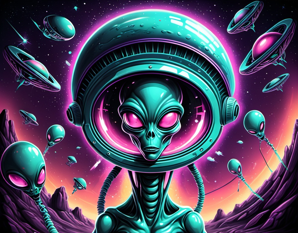Alien abduction. Probe. Space vibes Graffiti illustr...