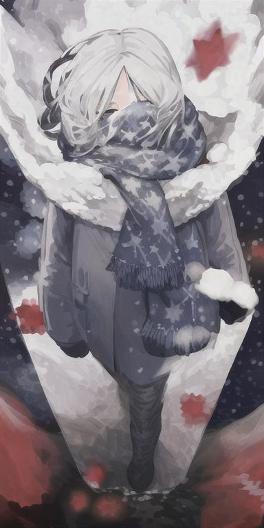 Grey hair, starry night theme, highly detailed, snow... | OpenArt