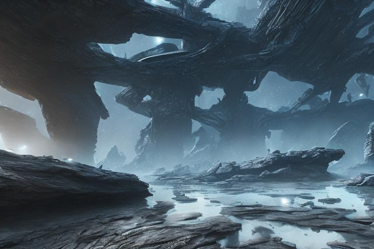 Beautiful epic alien landscape, Ethereal, Cybernetic...