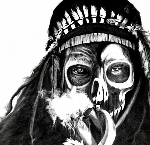 Native american as the grim reaper smoking cannabis | OpenArt