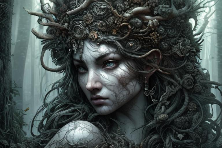 goddess of the forest hyper detailed extremely reali...